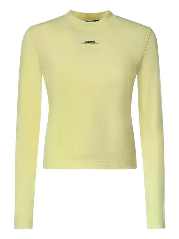 Jacquemus Long Sleeve T-shirt With Logo Patch - Yellow
