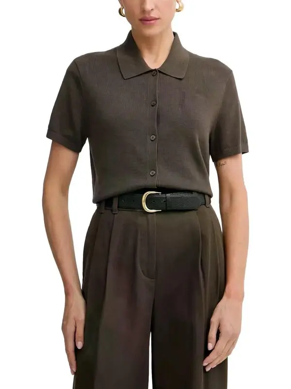 Marc O'polo Short-sleeve Fine Knit Button-up Cardigan - Brown