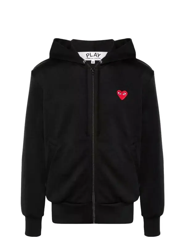 Comme Des Garçons Heart Patch Zip-up Hoodie - Black