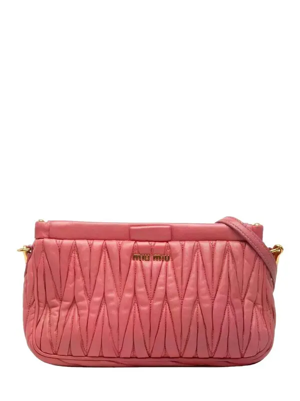 Miu Miu Matelassé Nappa Frame Shoulder Bag - Pink