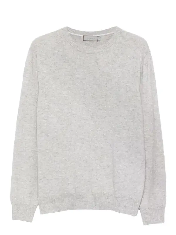 Canali Crew Neck Long Sleeve Fine Knit Sweater - Grey