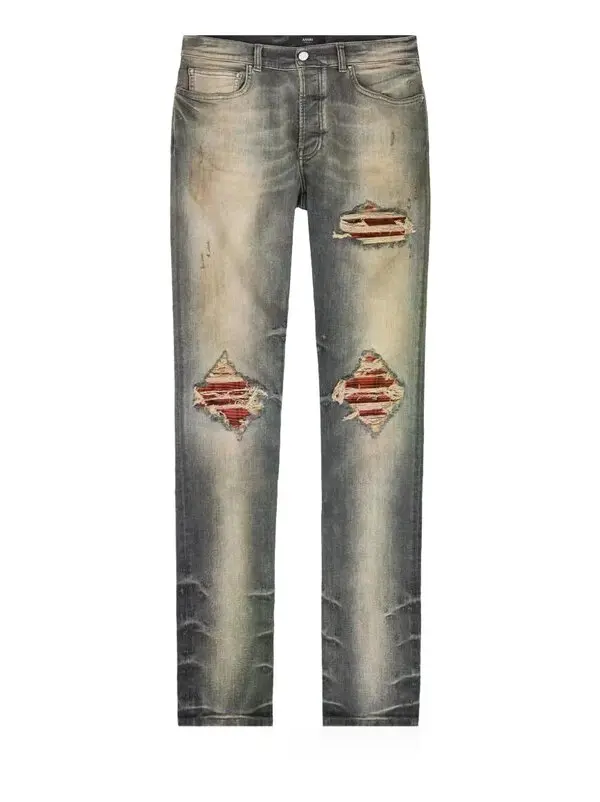 Amiri Distressed Patchwork Jeans - Grey