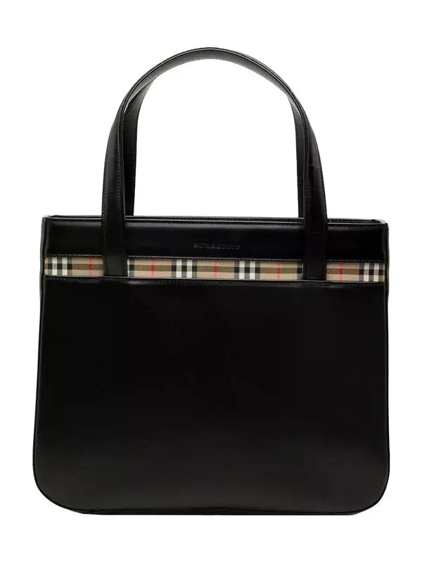 Burberry House Check Trimmed Leather Handbag - Black