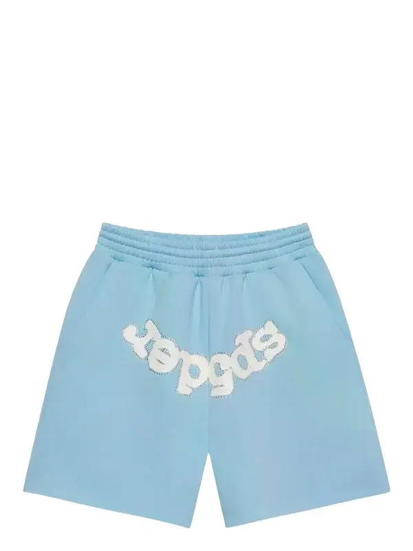 SP5DER Logo Print Jersey Shorts - Blue