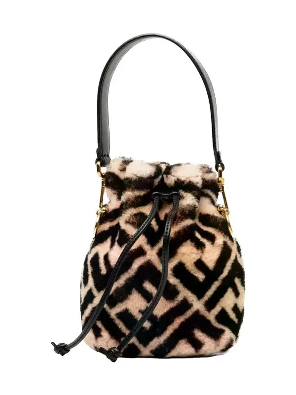 Fendi Mini Zucca Shearling Mon Tresor Bucket Bag - Neutrals