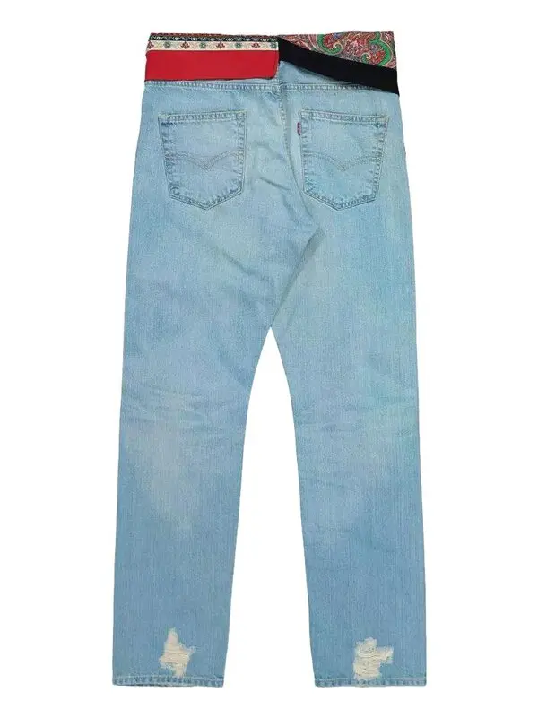 Junya Watanabe Paisley-print Bandana-panel Jeans - Blue