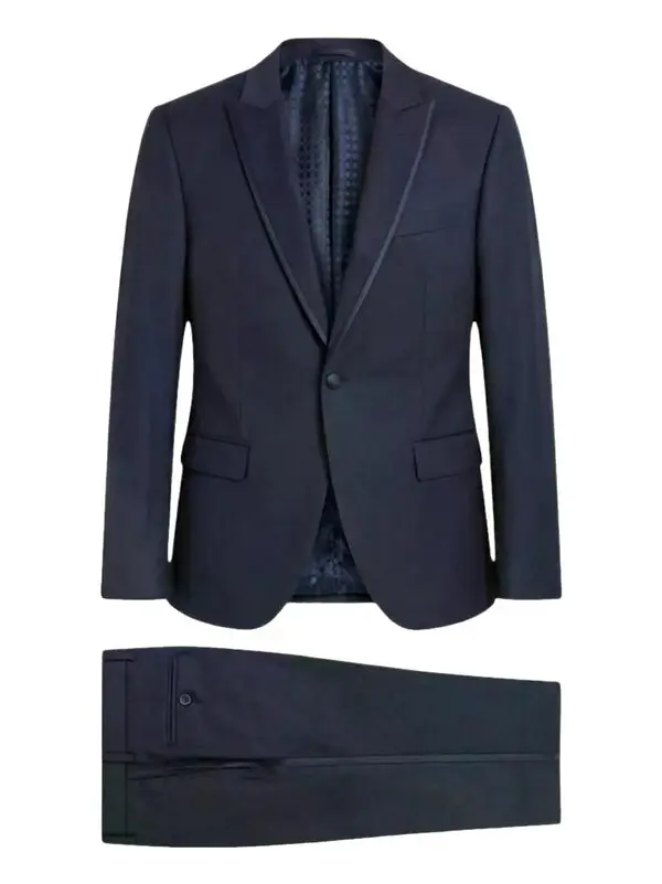 RAMON SANJURJO Textured-finish Peak-lapel Suit - Blue