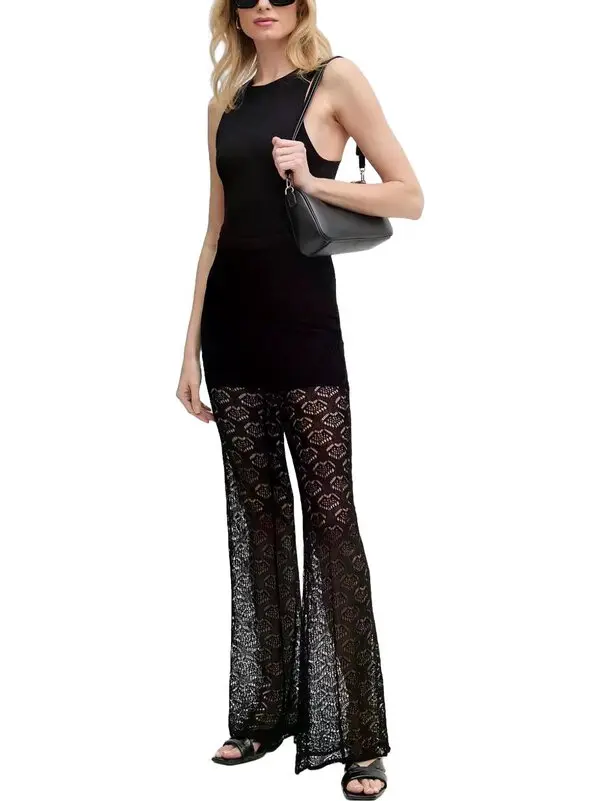 SILVIAN HEACH Lace-knit Flared Trousers - Black