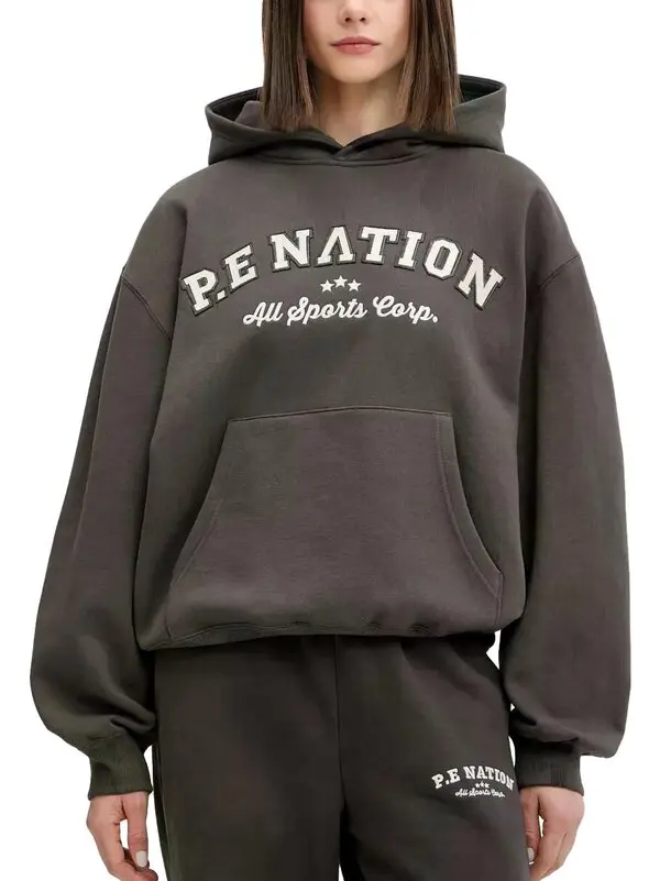 P.E Nation Logo-patch Pouch-pocket Hoodie - Grey