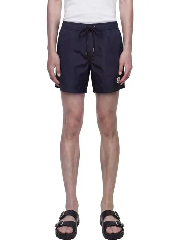 Moncler Logo Patch Drawstring Swim Shorts - Blue