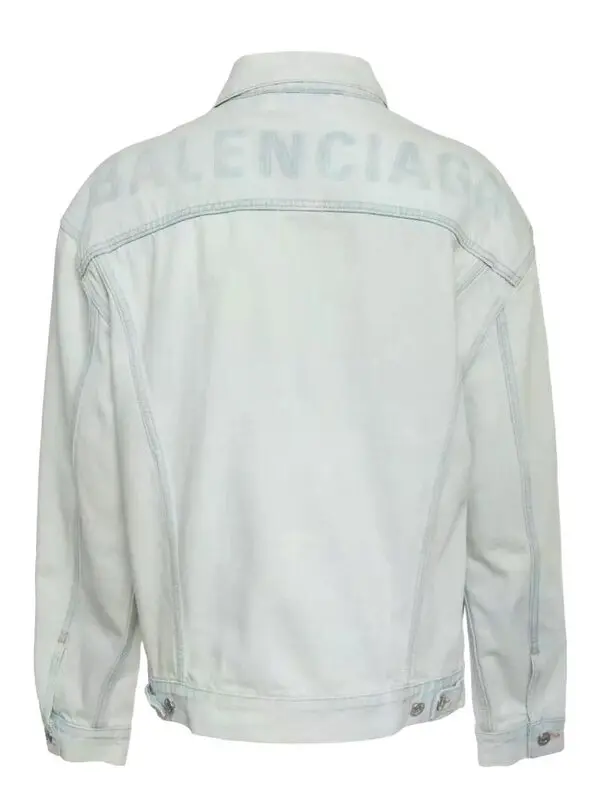 Balenciaga Logo Print Denim Jacket - Blue