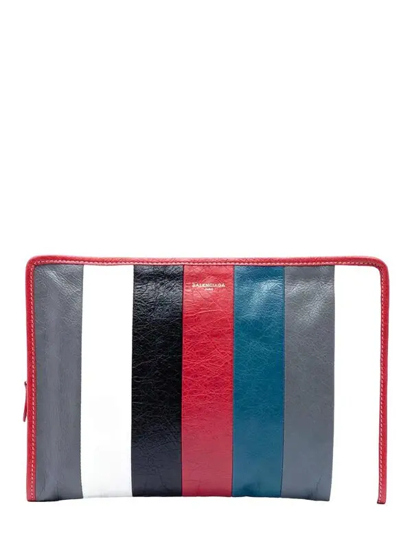 Balenciaga 2017 Lambskin Striped Bazar Clutch Bag - Multicolour