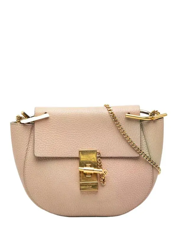 Chloé Mini Grained Lambskin Drew Crossbody Bag - Brown
