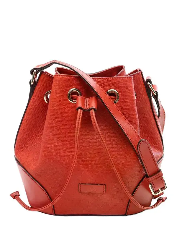 Gucci Diamante Leather Bucket Bag - Red