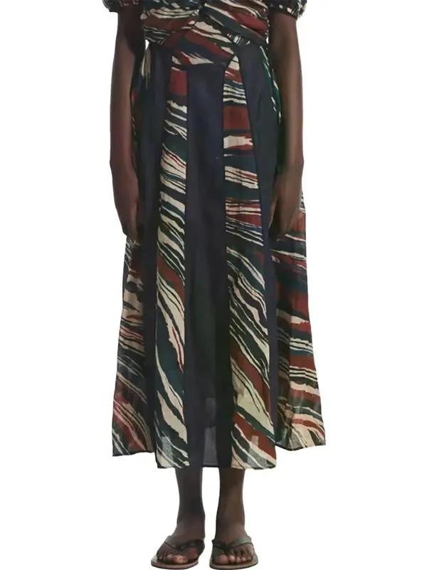 MULLER OF YOSHIOKUBO Abstract Print Panelled Maxi Skirt - Blue