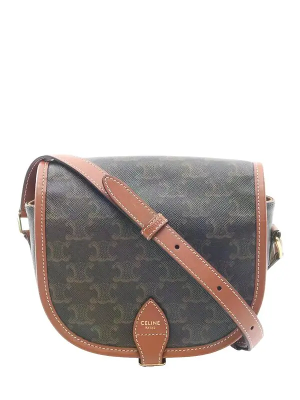Celine Medium Triomphe Coated Canvas Folco Crossbody Bag - Brown