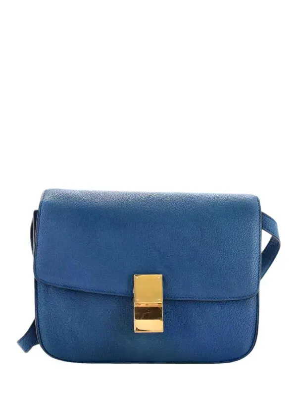 Celine Classic Box Bag Grainy Leather Medium Crossbody Bag - Blue