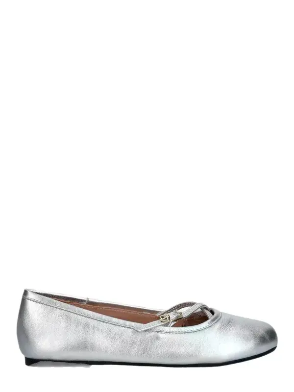Moschino Metallic-effect Buckled Ballet Flats - Grey