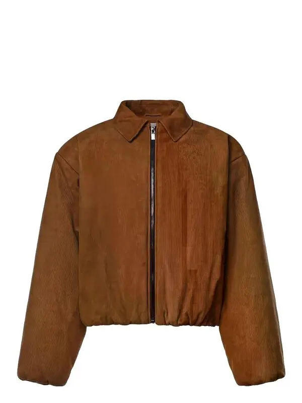 Magda Butrym Corduroy Effect Leather Bomber Jacket - Brown