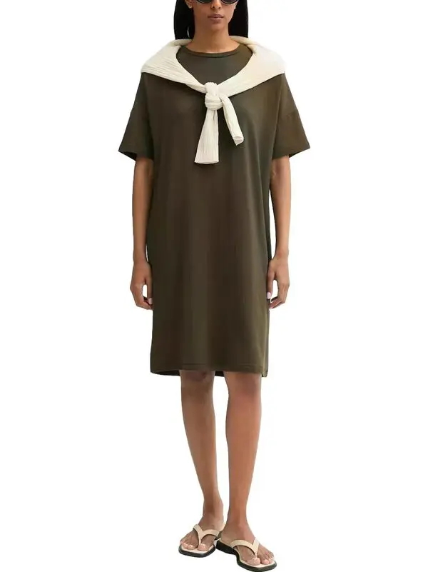 Marc O'polo Short Sleeve Crew Neck Mini Dress - Green
