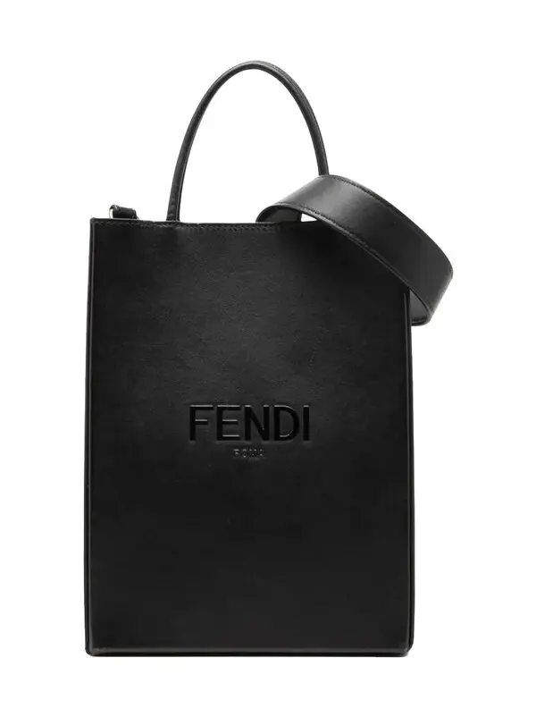 Fendi Leather Shopping Bag Satchel - Black