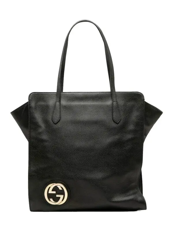 Gucci Calfskin Interlocking G Tote Bag - Black