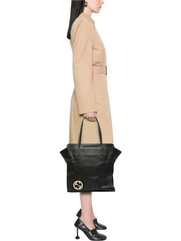 Gucci Calfskin Interlocking G Tote Bag - Black