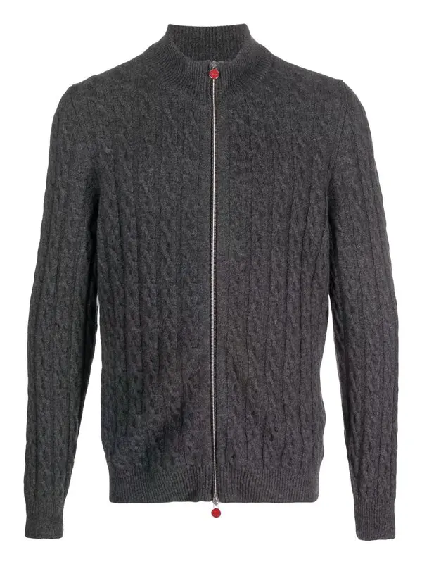 Kiton Cable-knit Cashmere Zip-up Jacket - Grey