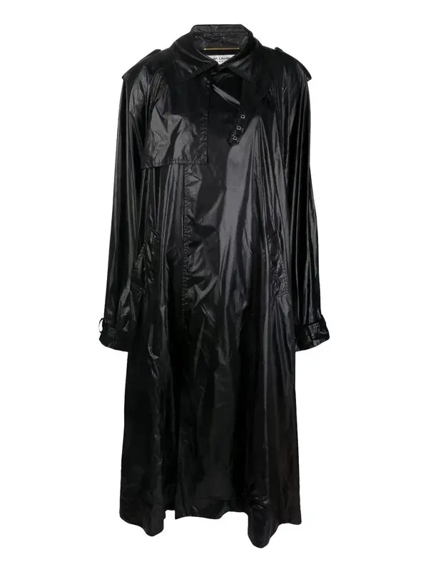 Saint Laurent Shoulder-pad Oversized Trench Coat - Black