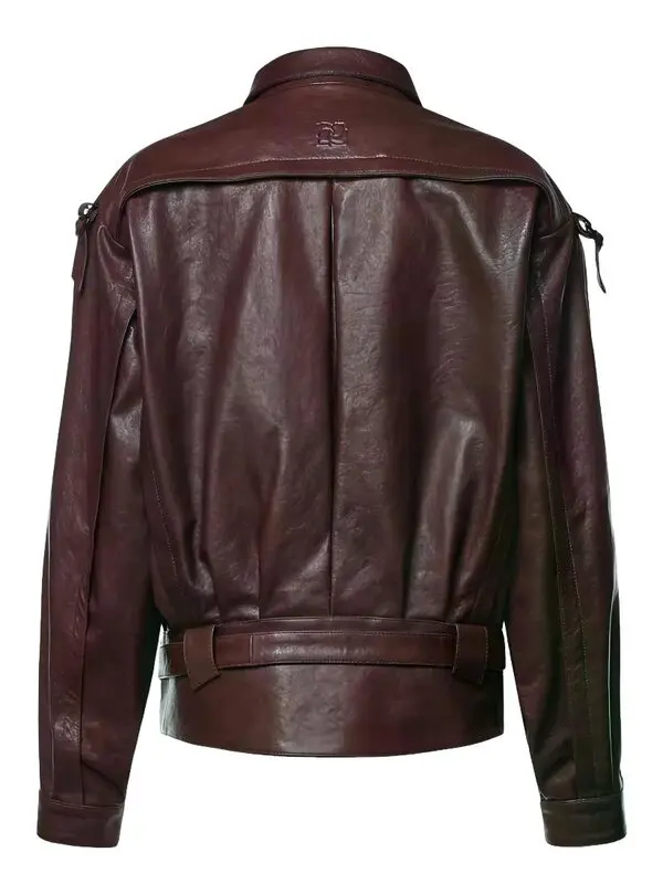 Magda Butrym Belted Panelled Leather Jacket - Red