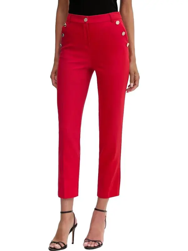 MORGAN Button-detail Cropped Trousers - Red