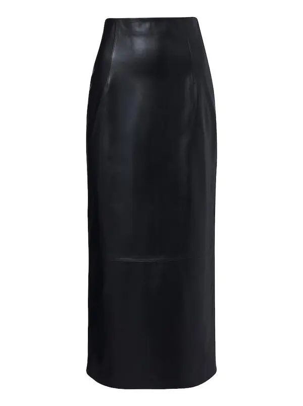 Loulou De Saison Inga Leather Midi Skirt - Black