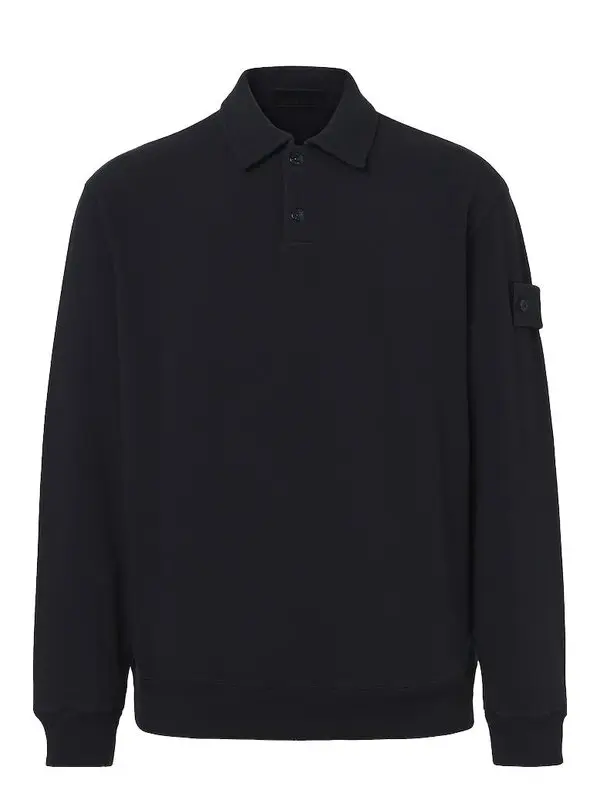 Stone Island Ghost Cotton Blend Jersey Polo Sweatshirt - Blue