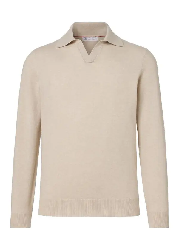 Brunello Cucinelli Cashmere Polo Sweater - Beige