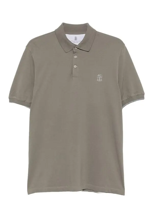Brunello Cucinelli Logo Cotton Polo Shirt - Green