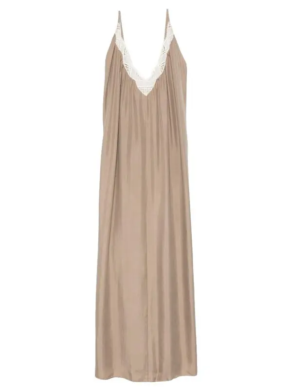 ALYSI Silk Lace-trim Dress - Grey