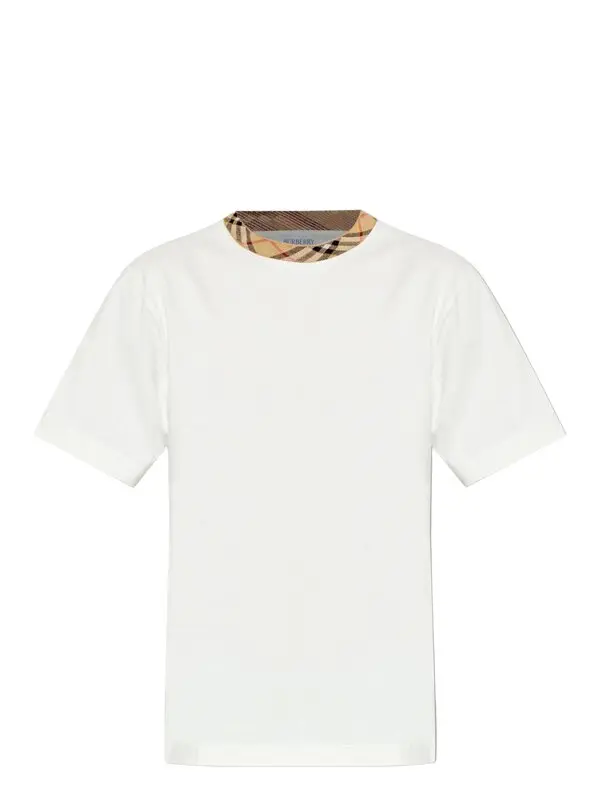 Burberry Checked Collar T-shirt - White