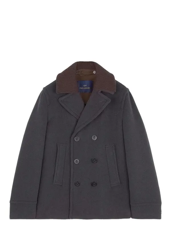Paul & Shark Peacoat With Ribbed Collar - Brown