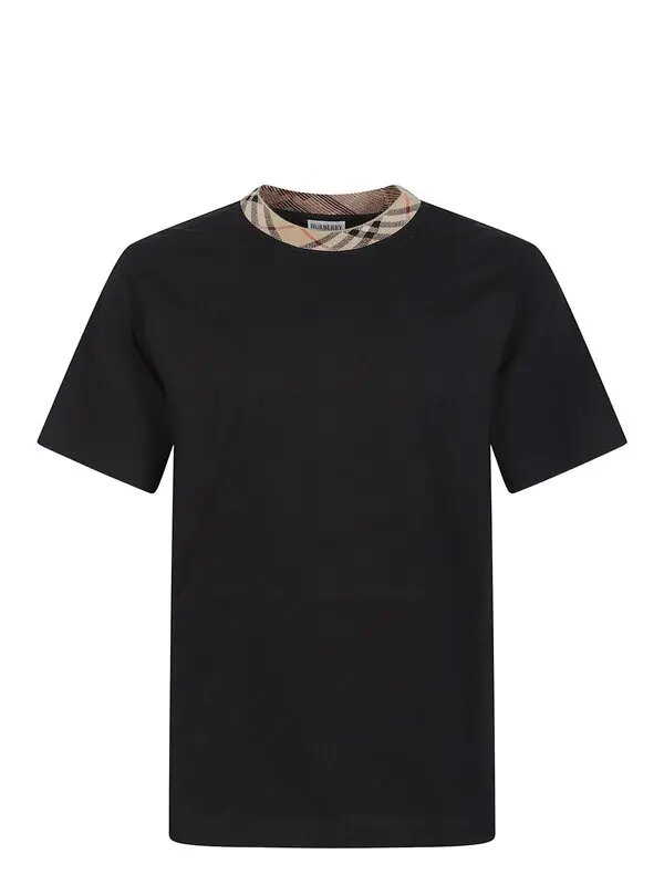 Burberry Checked Collar T-shirt - Black