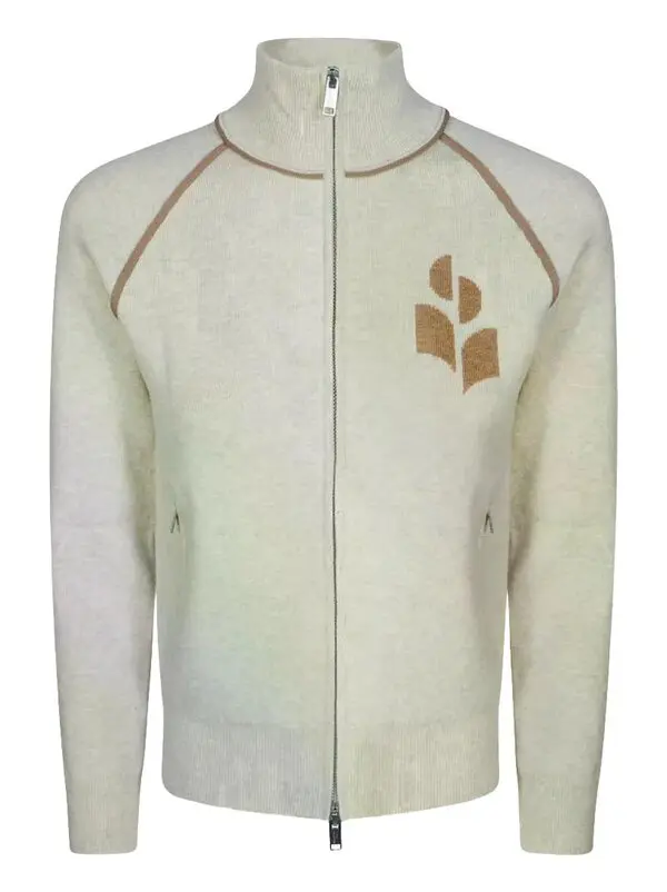 Isabel Marant Étoile Logo-intarsia Zip-up Cardigan - Neutrals