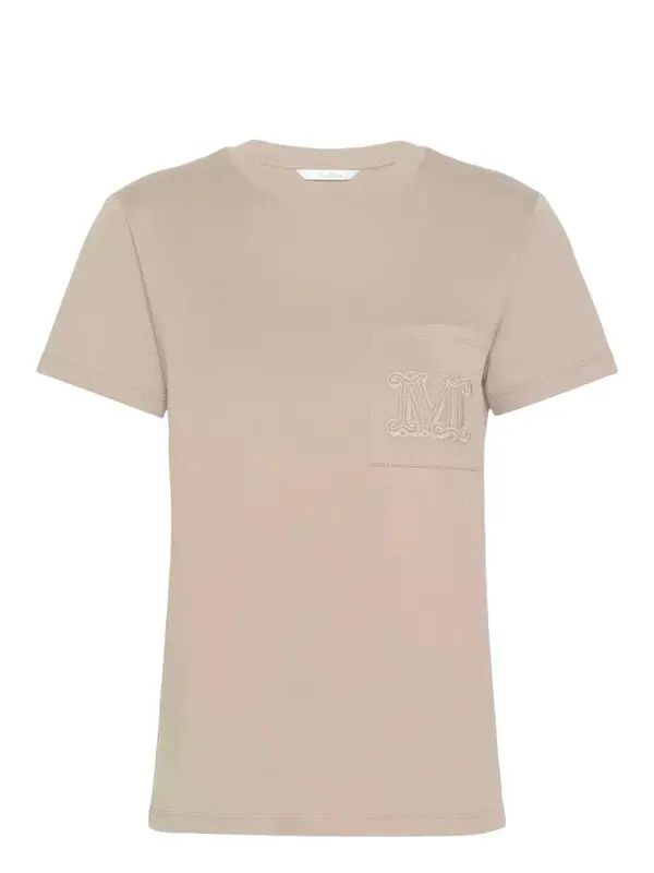 Max Mara Embroidered-monogram Pocket T-shirt - Neutrals