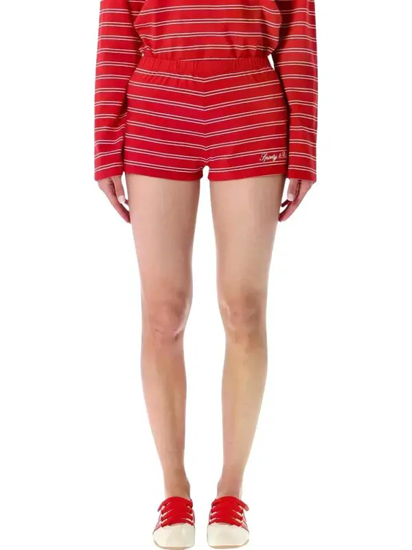 SPORTY & RICH Striped Logo-print Shorts - Red