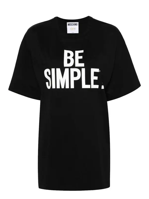 Moschino Slogan-print Organic-cotton T-shirt - Black