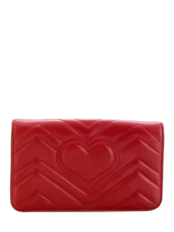 Gucci Gg Marmont Chain Flap Bag Matelasse Leather Mini Crossbody Bag - Red
