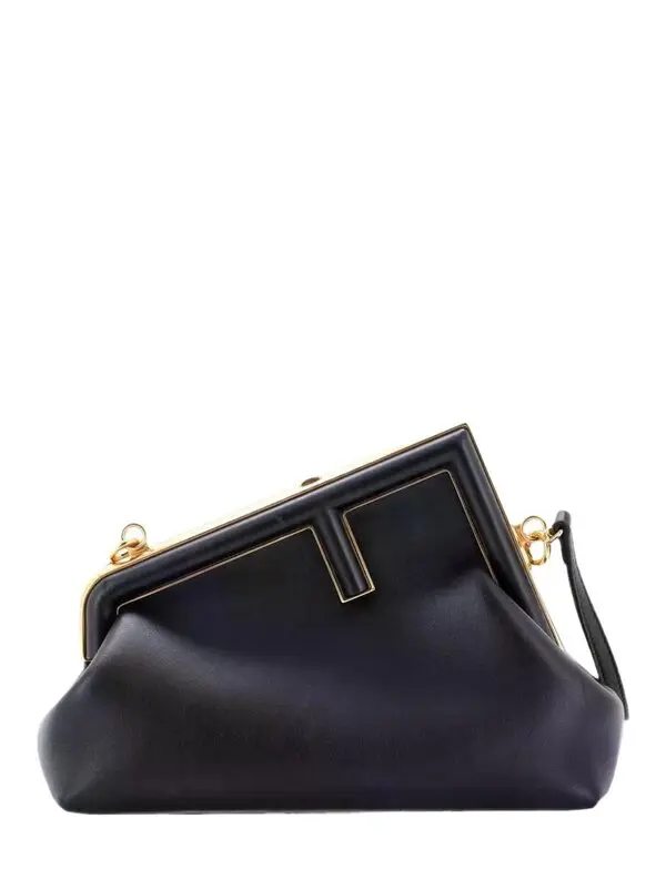 Fendi First Bag Leather Small Clutch Bag - Black
