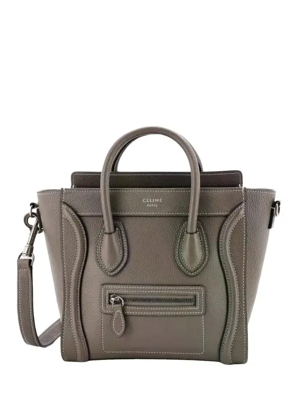 Celine Luggage Bag Grainy Leather Nano Crossbody Bag - Grey