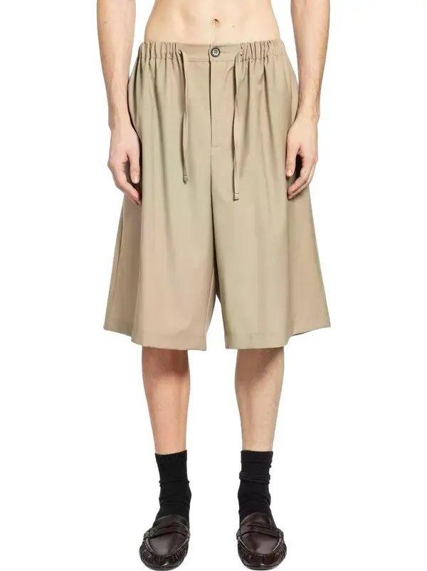 ROSE BURRITO Virgin Wool Drawstring Tailored Shorts - Neutrals