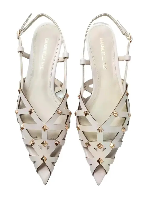 EMANUELLE VEE Stud-embellished Cage Sandals - Neutrals