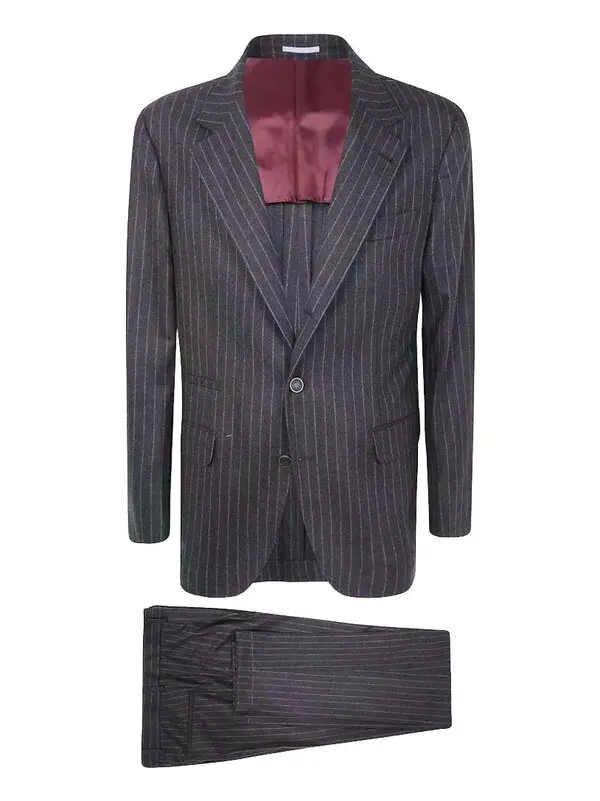 Brunello Cucinelli Pinstripe-pattern Wool Suit - Grey