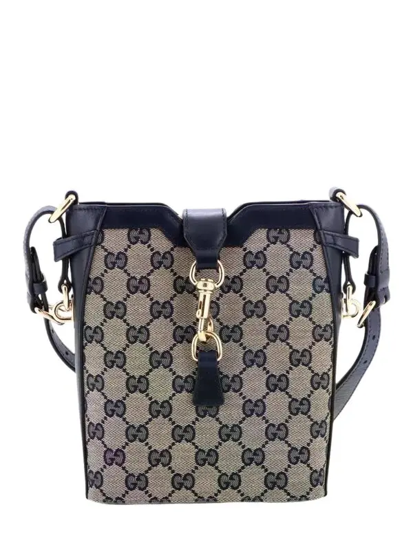 Gucci Gg Canvas With Leather Mini Bucket Bag - Blue